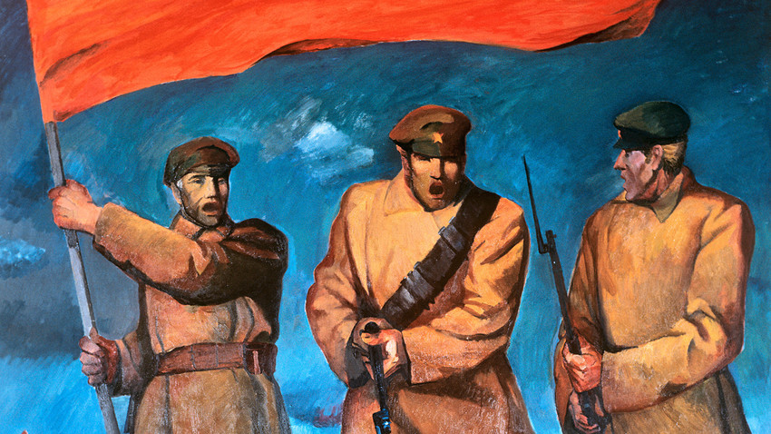 Latvian Riflemen (a reproduction of "Song" painting by Indulis Zariņš ...